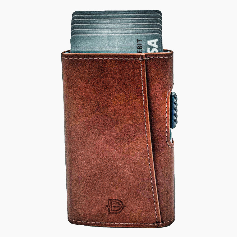 Leather Slim Minimalist Card Ejection Wallet I The Gentry Rust